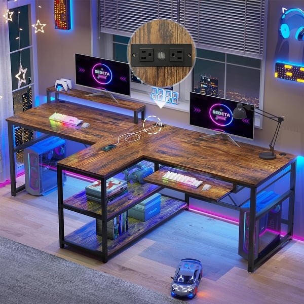 Two Person Desk with Power Strip with USB Gaming Desk - On Sale - Bed ...