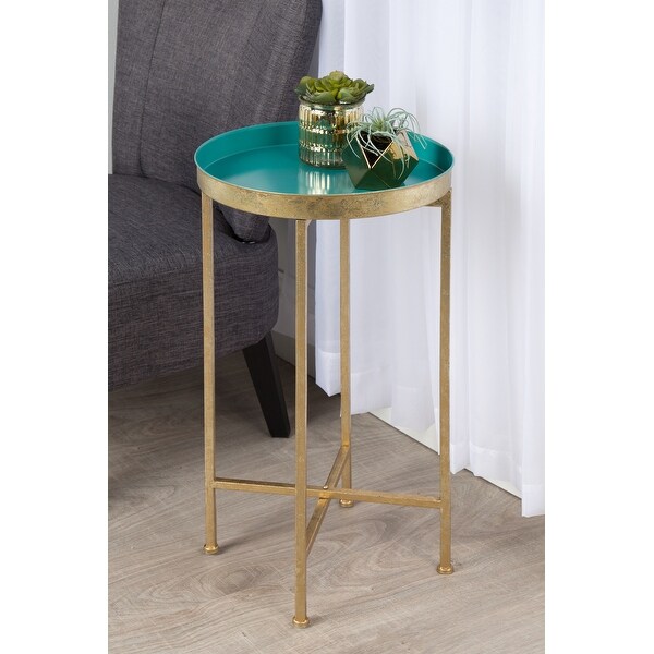 Kate and laurel celia metal round foldable tray accent table store