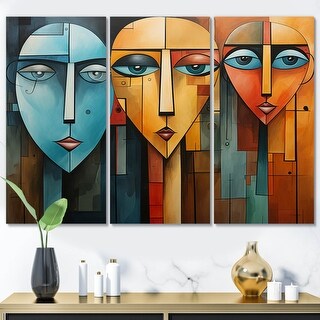 Designart "Cubism Geometric Portrait XI" Cubism Wall Decor Set - Bed ...