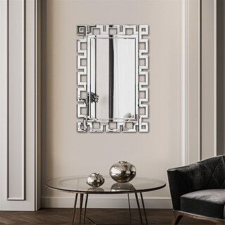 Large Wall-Mounted Silver Decorative Rectangular Wall Mirror - Bed Bath ...