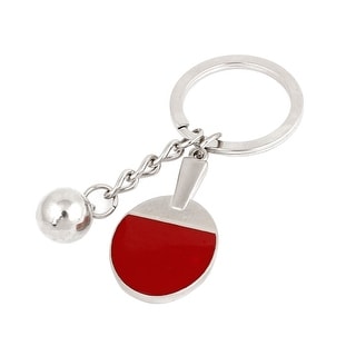 Metal Table Tennis Racket Pendant Flat Split Rings Keyrings Keychains ...