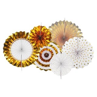 Hanging Paper Fans Set Paper Decorations for Party Gold 6pcs - Bed Bath ...