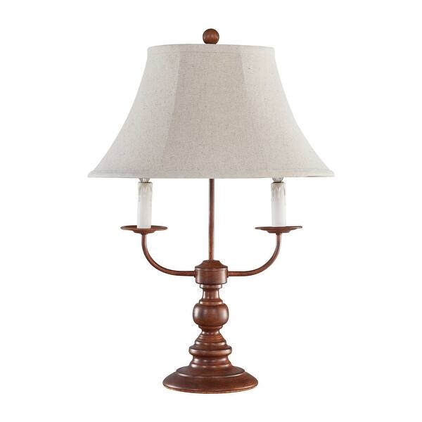 Metal 2 Light Double Arm Table Lamp with Linen Shade - Bed Bath ...