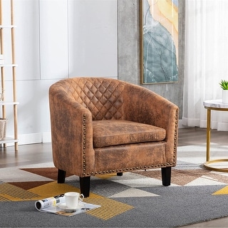 Modern High Back Accent Chair with Nailheads and Solid Wood Legs for ...