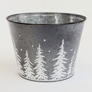 Silver With White Pine Trees Planter - Bed Bath & Beyond - 36882151