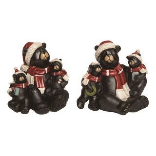 Transpac Large Resin Rustic Cmas Bear Figurine Set of 2 Christmas Home ...