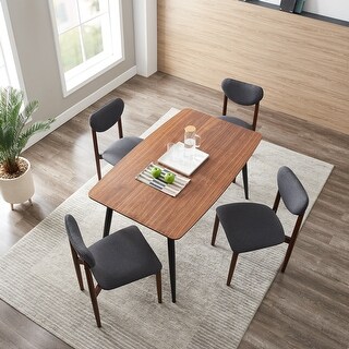Rectangular Wood Veneer Dining Table with Iron Legs - Bed Bath & Beyond ...