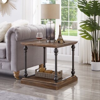 Solid Wood Square End Table for Living Room with Storage - Bed Bath ...