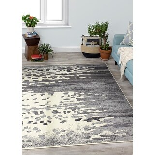 Florence Collection - Grey/White Forest Island Lakeshore Rug - 5'3" x 7 ...