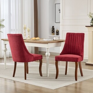 2Pcs American Traditional Wine Red Upholstered Dining Chairs Accent ...