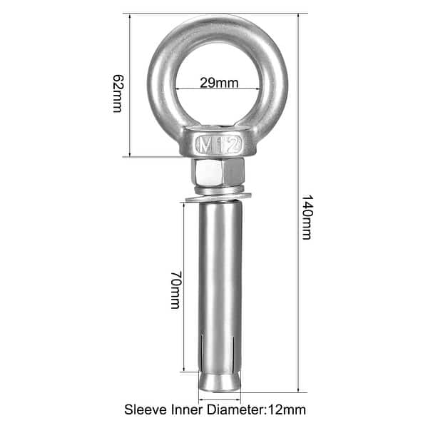 M12 x 100 Expansion Eyebolt Eye Nut Screw with Ring Anchor Raw Bolts 2 ...