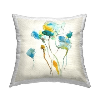 Stupell Blue Abstract Flower Sprigs Printed Outdoor Throw Pillow Design ...
