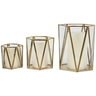 Metal Geometric Triangle Patterned Hexagon Indoor Outdoor Candle ...