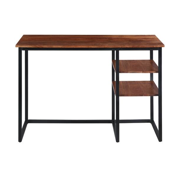 45 Inch Tubular Metal Frame Desk with Wooden Top and 2 Side Shelves ...
