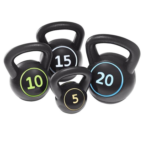 Yaheetech 4-Piece Kettlebell Set Fitness Weights 5lb 10lb 15lb 20lb ...