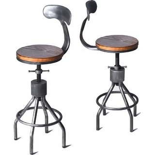 Rustic Industrial Bar Stool Metal Swivel Wooden Top Barstools - Bed ...