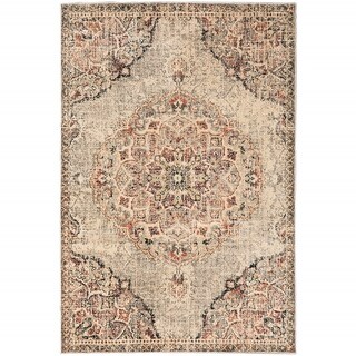 HomeRoots 4' X 6' Grey Rust Deep Teal Beige And Orange Oriental Power ...