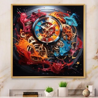 Designart "Abstract Watches Collage II" Watches Framed Canvas Art Print ...