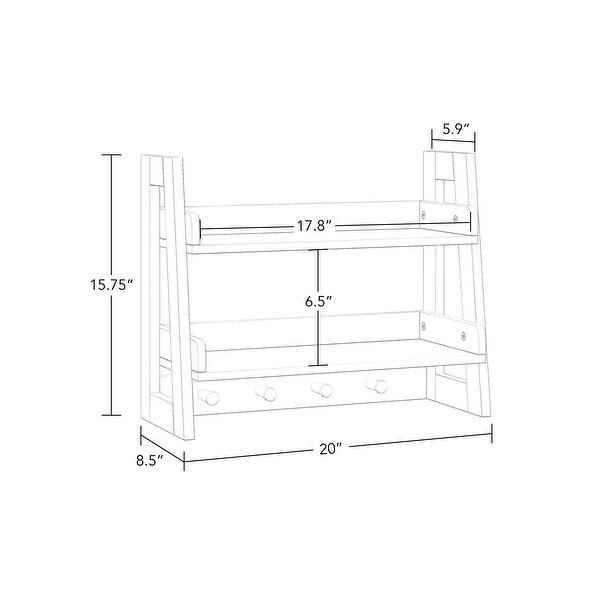 RiverRidge Kids 2-Tier Ladder Bookshelf with Storage and Wall Hooks for ...