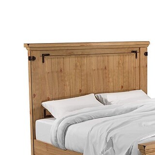 Cottage Style Wooden Plank Queen Size Bed with Metal Accents, Brown ...
