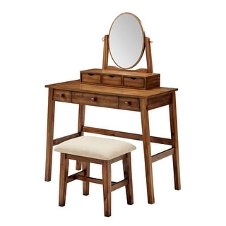 51.75" Walnut Brown Vanity Set with Tilt Mirror and Stool - Bed Bath ...