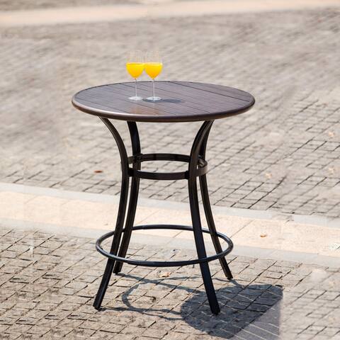 Direct Wicker Modern Style Steel Courtyard Round Bar Table - Overstock ...