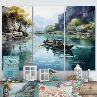 Designart "Boat In Vietnam Hidden Waterways I" Vietnam Wall Decor Set ...