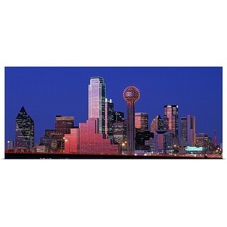 "Texas, Dallas, Panoramic view of an urban skyline at night" Poster ...