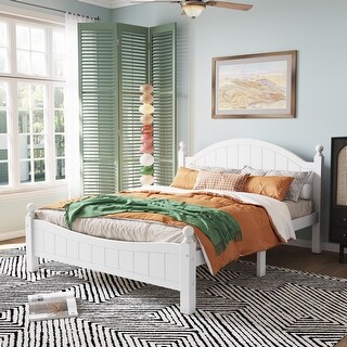 Traditional Concise Style White Solid Wood Platform Bed - Bed Bath ...
