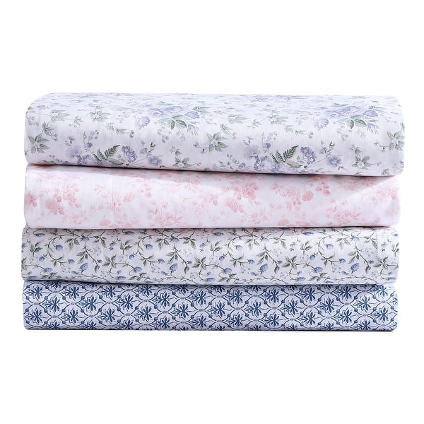Laura Ashley Soft & Silky 300 Thread Count Sateen Cotton Sheet Set ...