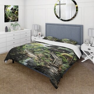 Designart "Japon Art Zen Garden Serenity I" Green Global - Bedding Set ...