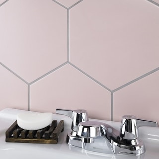 Merola Tile Textile Basic Hex Rose 8-5/8" x 9-7/8" Porcelain Floor and ...