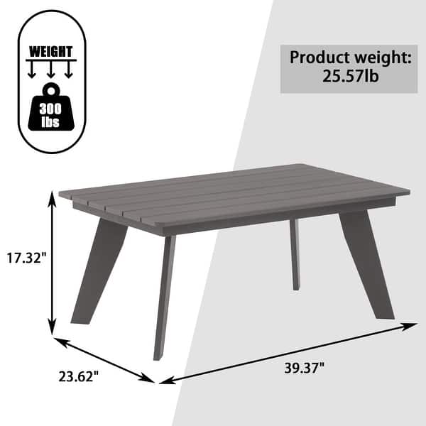 Clihome 40in. HIPS Outdoor Rectangular Resin Coffee Table in Gray - Bed ...