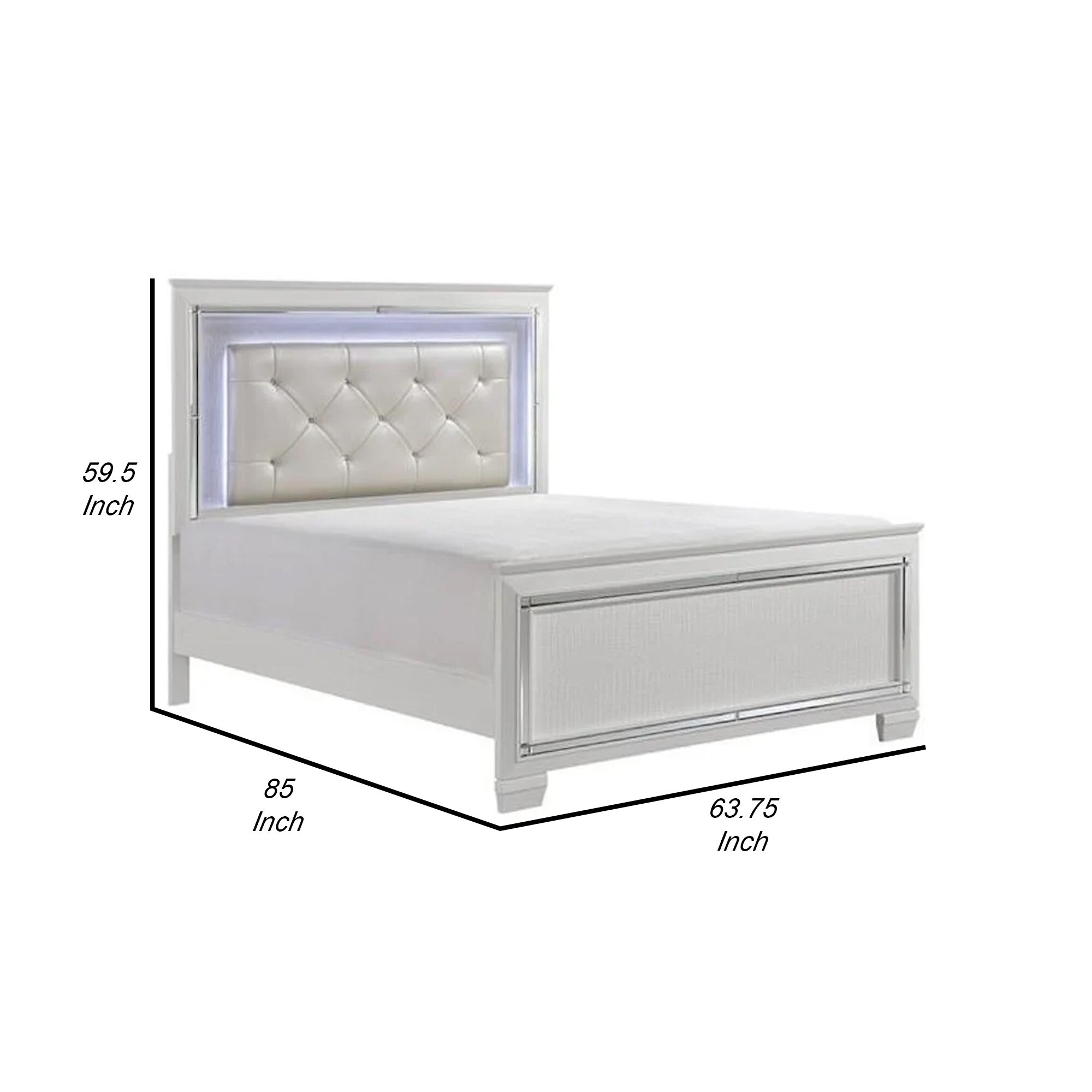 Noah Contemporary Queen Bed LED Backlit Crystal Tufted Headboard White On Sale Bed Bath Beyond 40915624