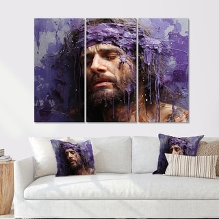Designart "Jesus Passions Purple Religious Collage" Christianity Canvas ...
