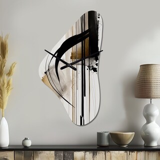 Designart - Black, White And Gold Expression I - Abstract Wall Clocks ...