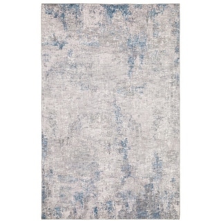 Norman Grey Blue Abstract Contemporary Casual Area Rug - Bed Bath ...