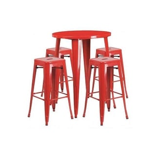 Flash Furniture Red Metal Bar Set,30RD CH-51090BH-4-30SQST-RED-GG - 1 ...