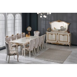 Beti Traditional Dining Room Table, 10 Dining Room Chairs And Buffet ...