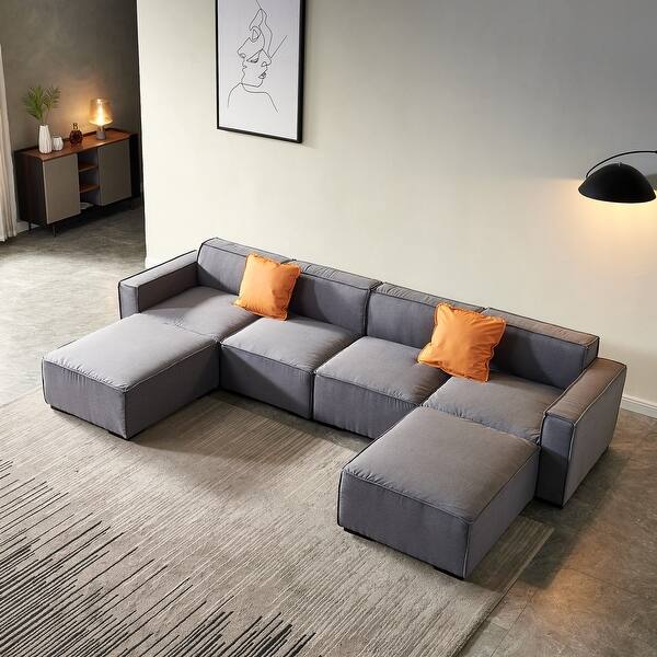 Modular U Shape Sectional Fabric Sofa - Bed Bath & Beyond - 36595425