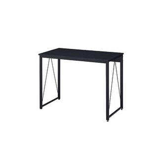 Writing Desk with Metal Frame and Inverted V Sides, Black - Bed Bath ...