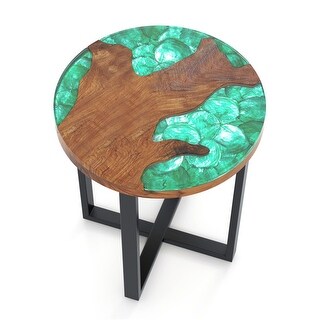 20-Inch Round End Table With Epoxy Top For Indoor And Outdoor Use - 20 ...