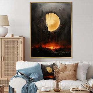 Designart "Moon Ebony Eclipse Silence" Moon Framed Canvas Prints - Bed ...