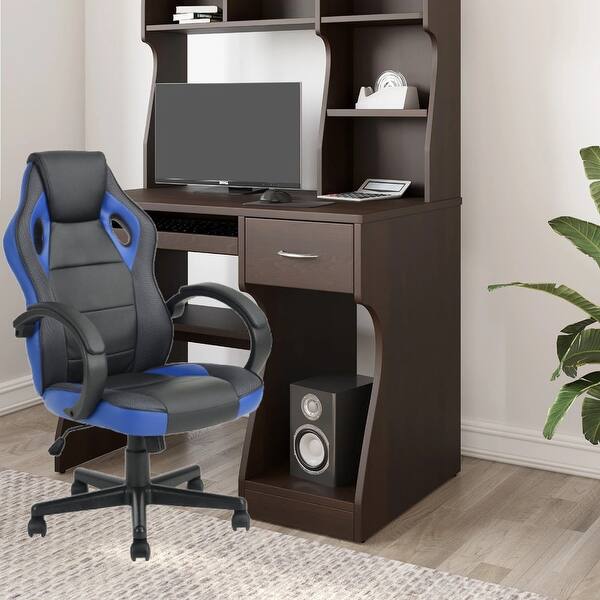 Stable office chair Blue computer chair Upholstered racing chair - Bed ...