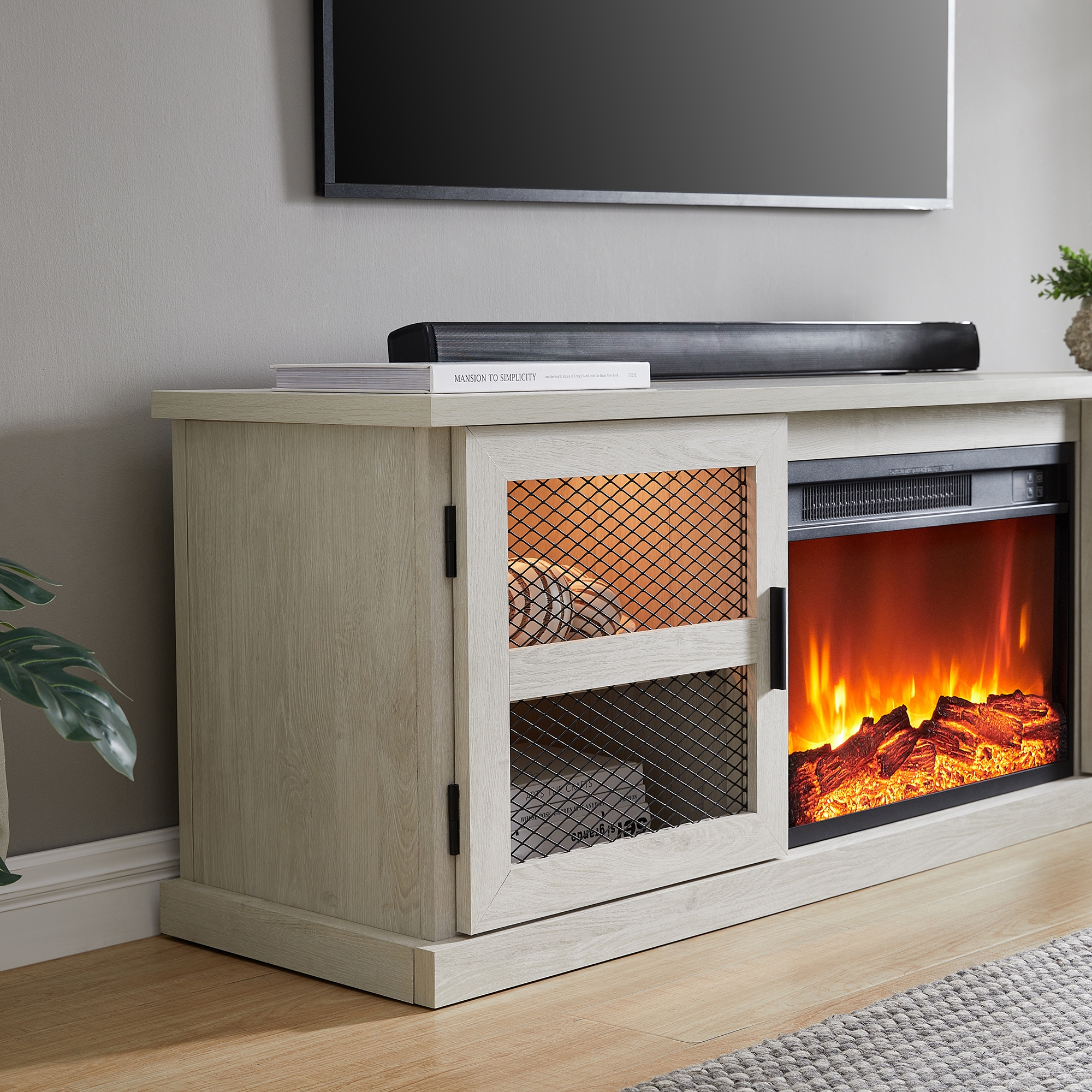 North shore tv stand with fireplace store