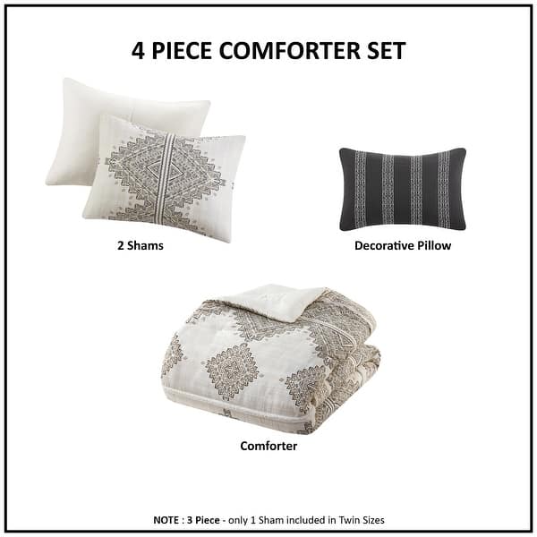 Madison Park Alba 4 Piece Printed Comforter Set with Throw Pillow - Bed ...