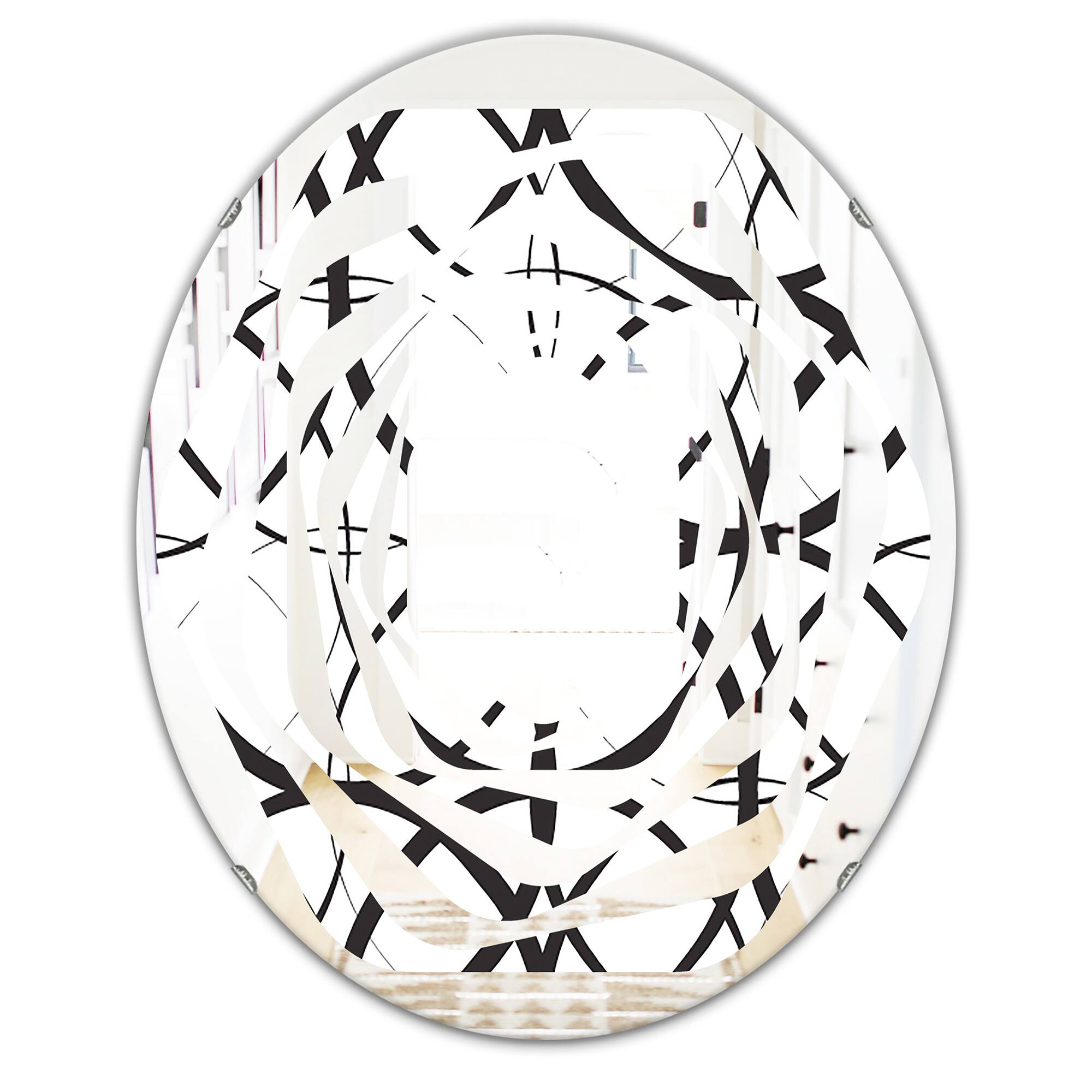 Designart Monochrome Geometric Pattern Printed Modern Round Or Oval