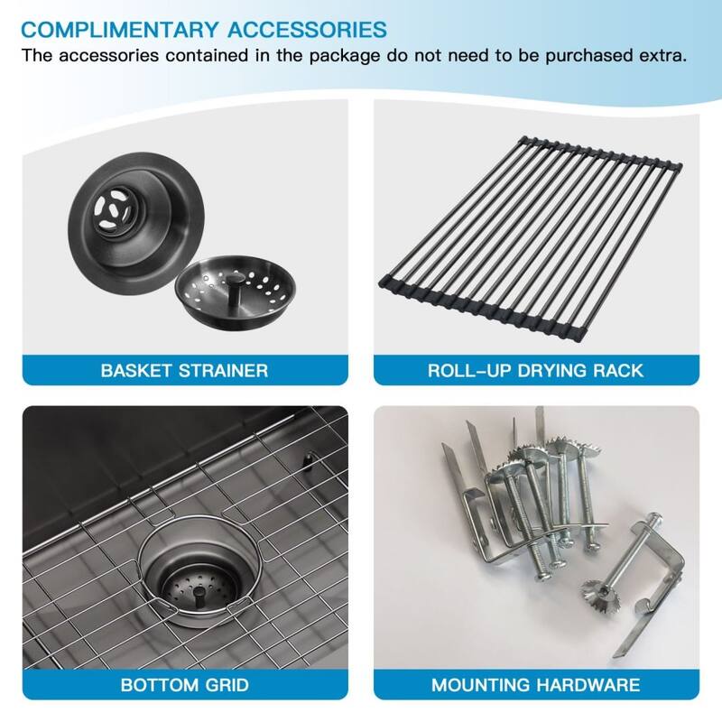 Lordear 16 Gauge Top Mount Gunmetal Black Double Bowl Stainless Steel ...