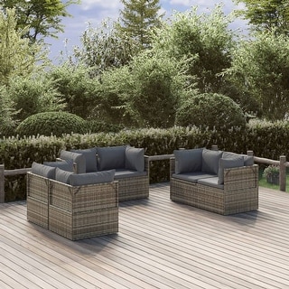 vidaXL Patio Corner Sofas 6 pcs Gray 22.4"x22.4"x22" Poly Rattan - Bed ...
