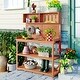 Large Wooden Farmhouse Rustic Outdoor Potting Bench Table, Patio ...